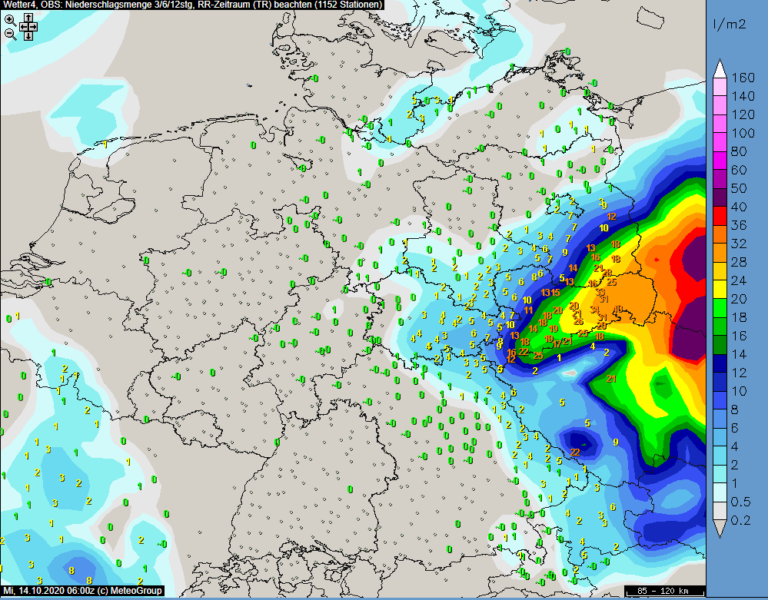 Hohe Regenmengen durch Vb-Wetterlage und Tief Gisela - MeteoIQ
